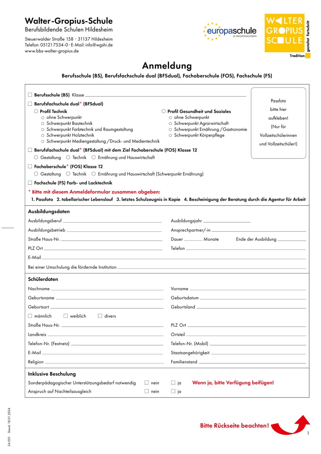 Anmeldung und Informationen – Walter-Gropius-Schule